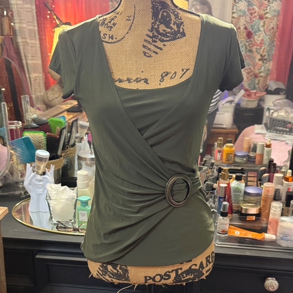 jason maxwell | Tops | Jason Maxwell Army Green Wrap Tee | Poshmark
